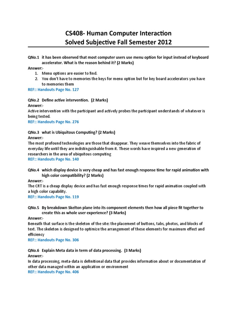 CS408 HCI Handouts Overview | PDF | Usability | Accessibility