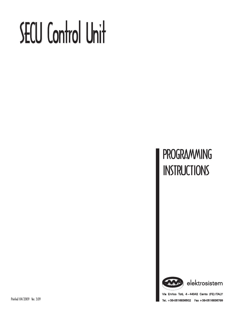 SECU Control Unit SECU Control Unit: Programming Instructions | PDF ...