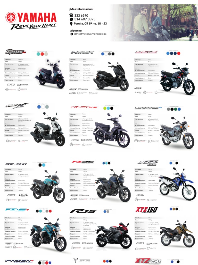 Brochure Motos Yamaha | PDF | Inyección de combustible | Máquinas rotativas