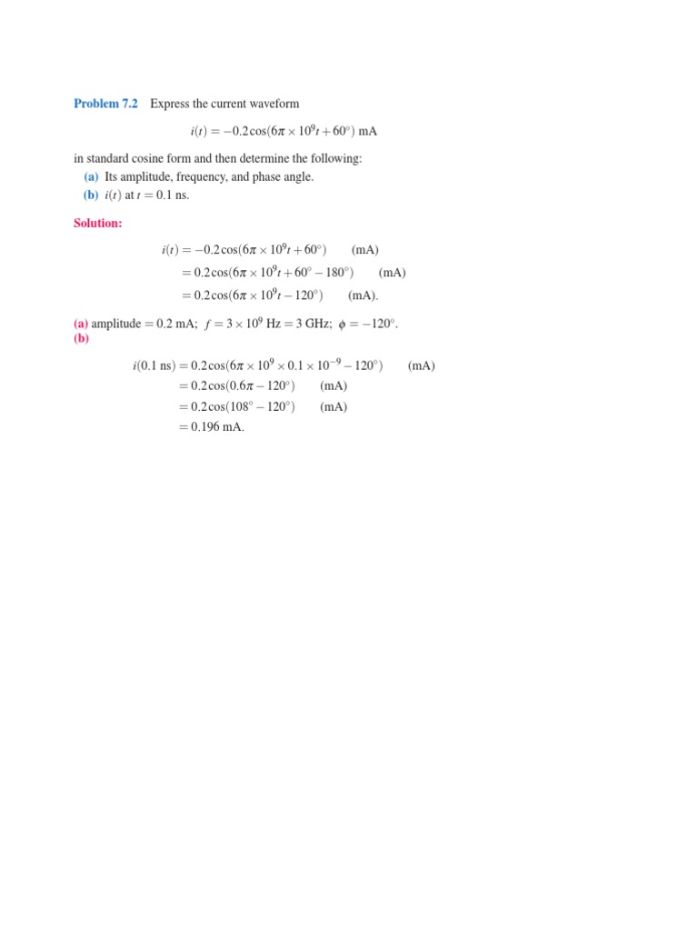 Chap7 Practice | PDF | Trigonometric Functions | Electrical Impedance