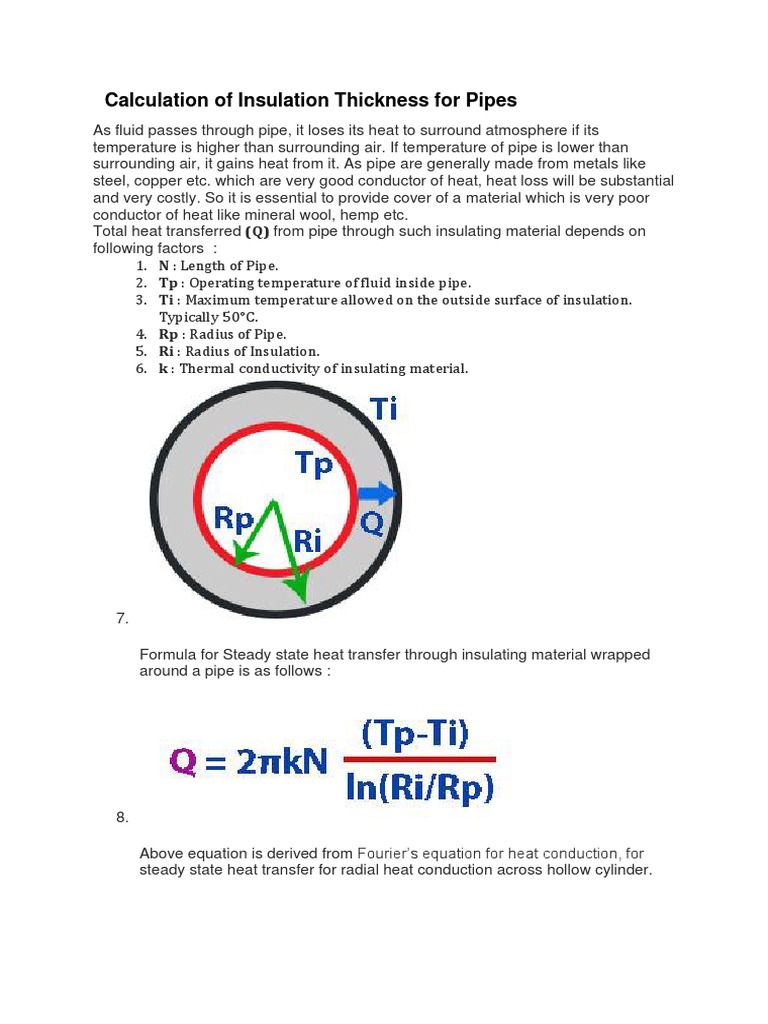 Calculation of Insulation Thickness For Pipes | PDF | Thermal ...
