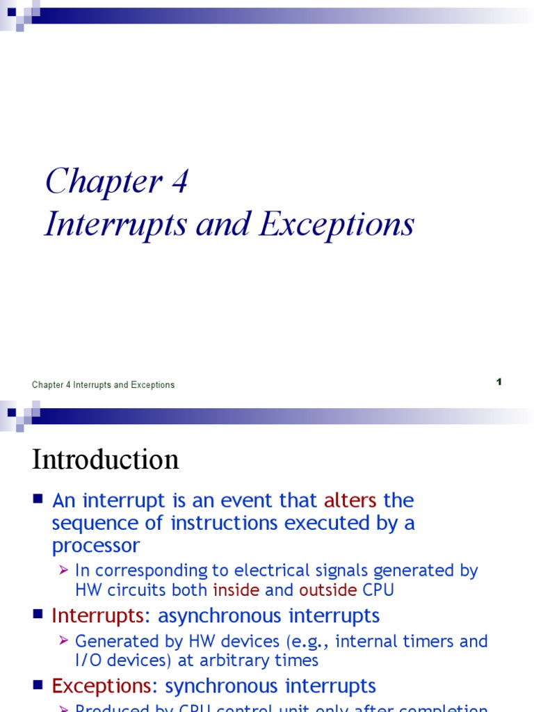 1 Chapter 4 Interrupts and Exceptions | PDF | Computing | Computer ... 1 Chapter 4 Interrupts and Exceptions | PDF | Computing | Computer ...