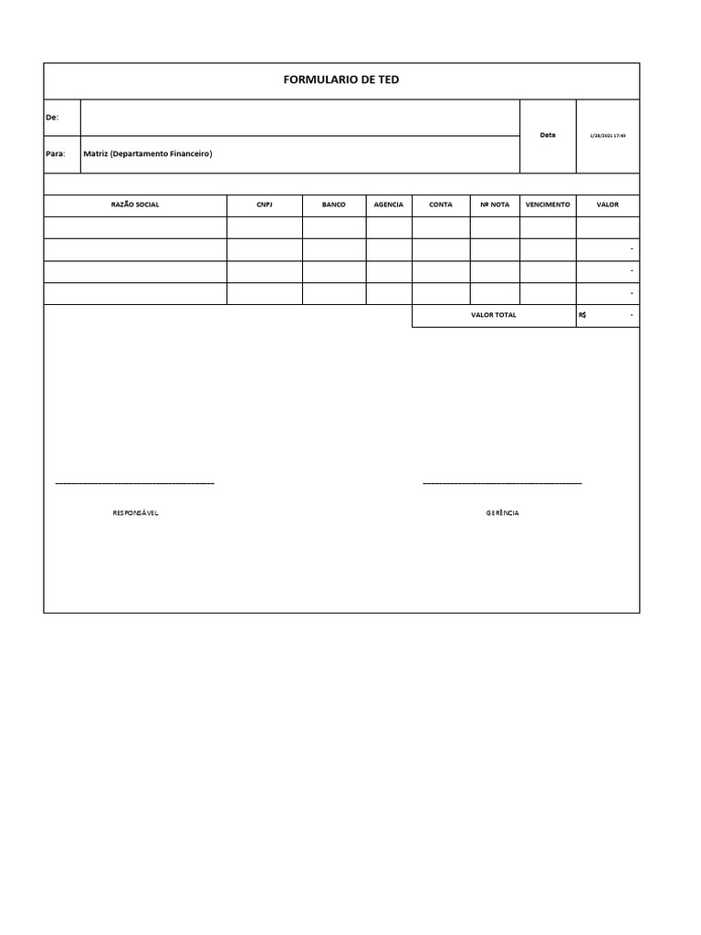 Formulário de Transferência TED | PDF