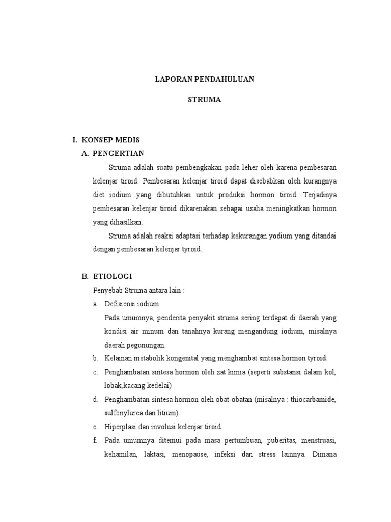 Laporan Pendahuluan Struma Medis | PDF
