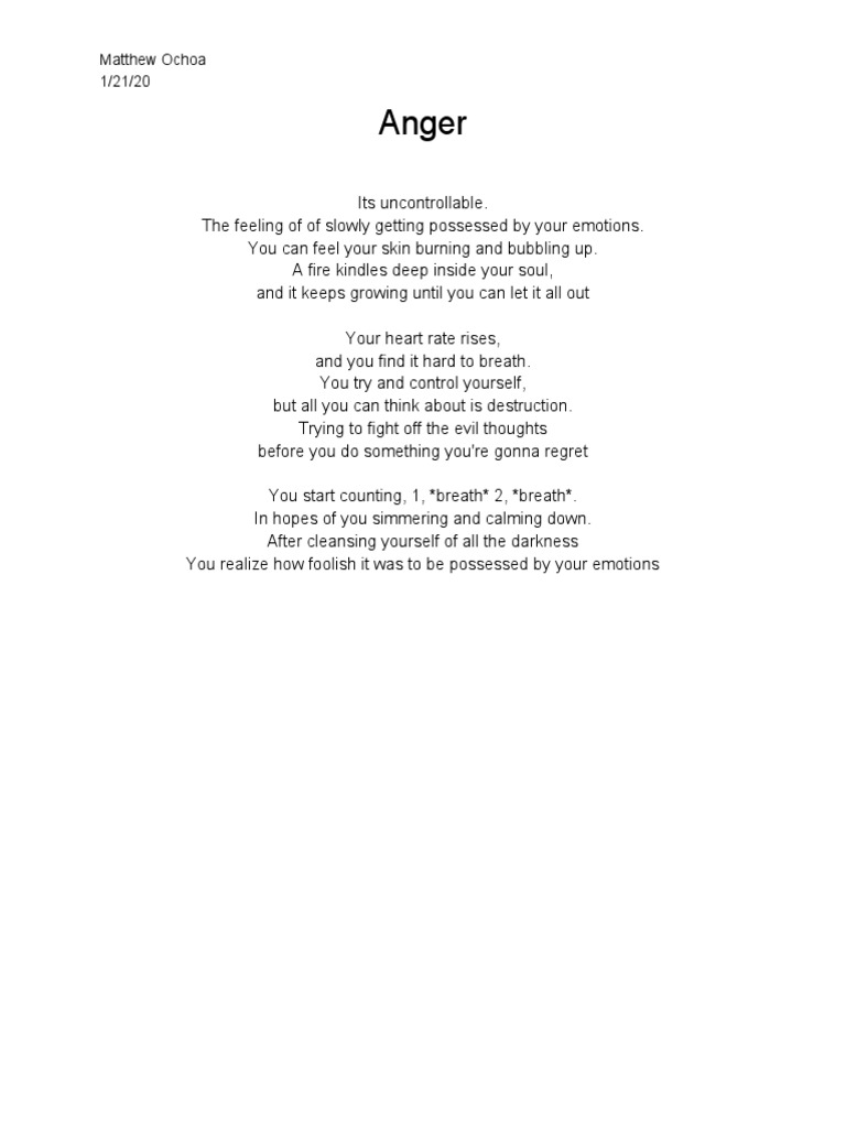 Anger Poem | PDF