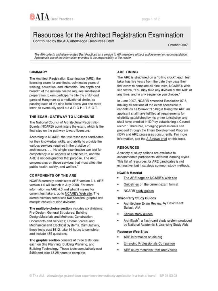 Resources For The Architect Registration Examination | PDF | Test ...