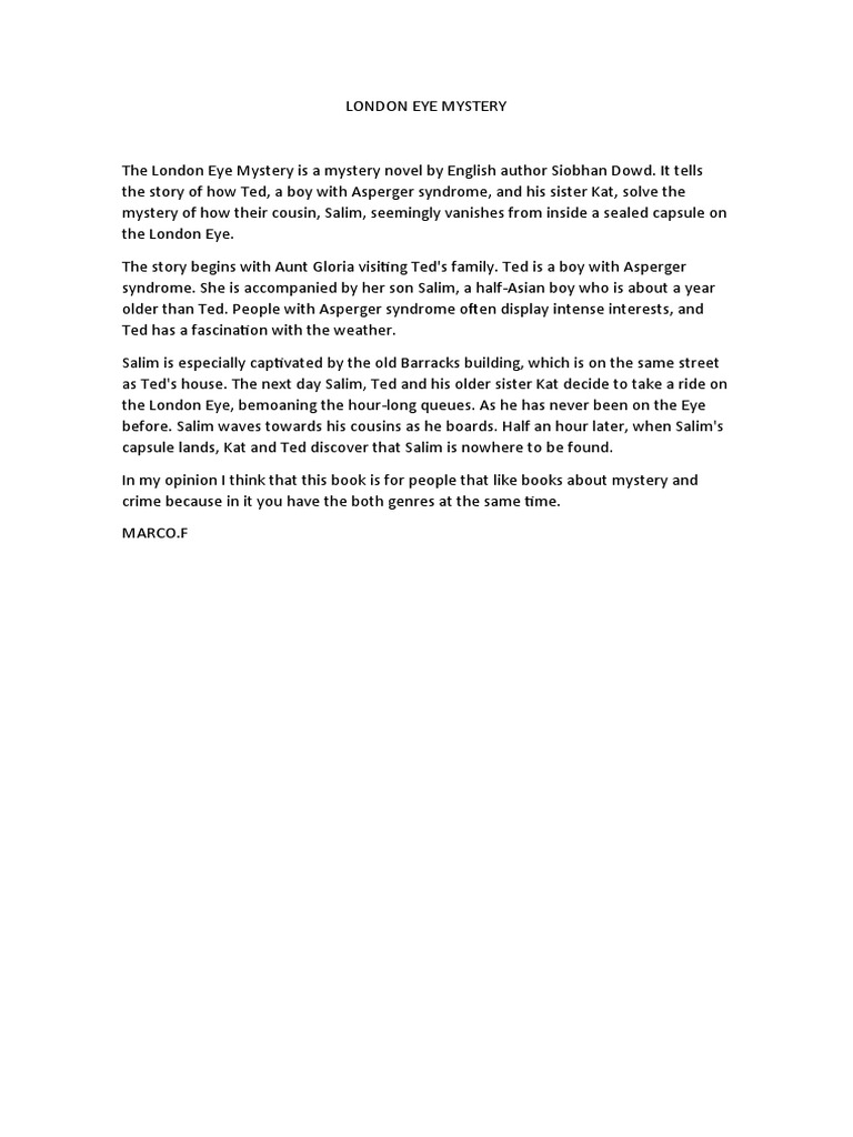 London Eye Mystery | PDF