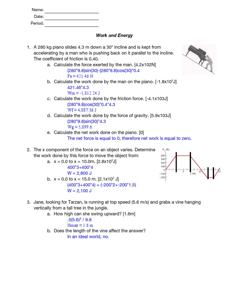 (Key) Physics: Work and Energy | PDF | Force | Friction