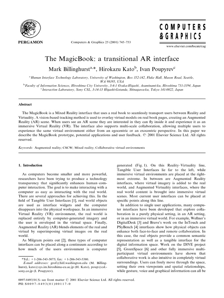 The MagicBook A Transitional AR Interface | PDF | Augmented Reality ...