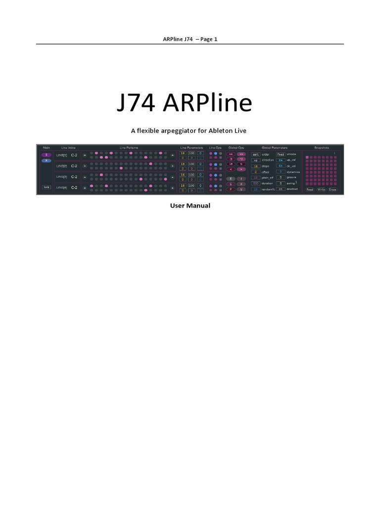 J74 Arpline: A Flexible Arpeggiator For Ableton Live | PDF | Synthesizer | Computing