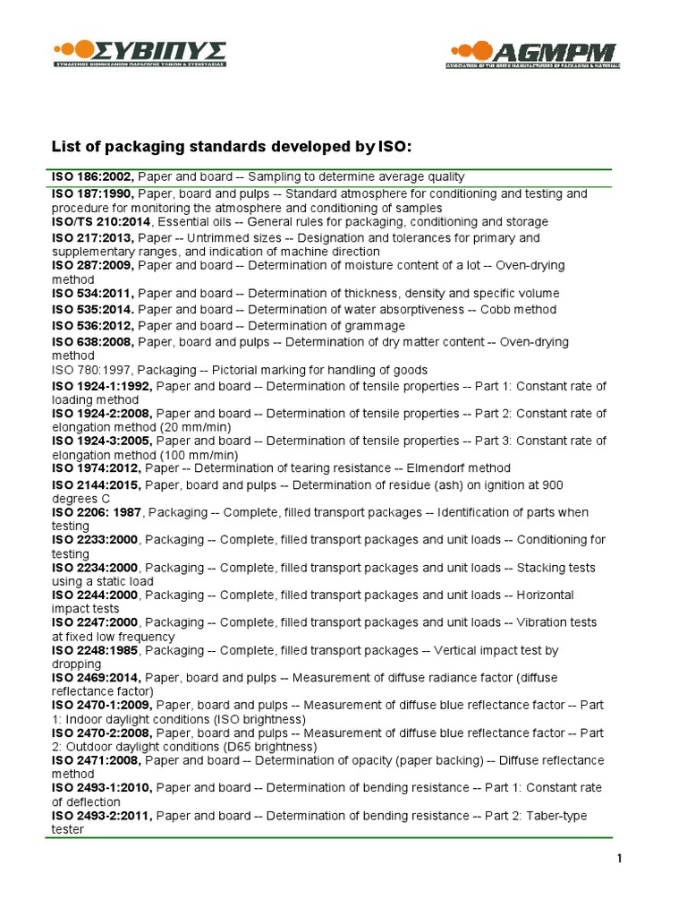 List of Packaging Standards Developed by ISO | PDF | Differential ...