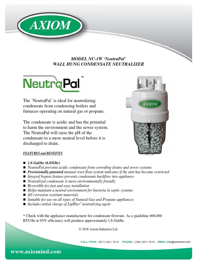 Axiom NC-1W Condensate Neutralizer Wall Mount | PDF | Corrosion ...