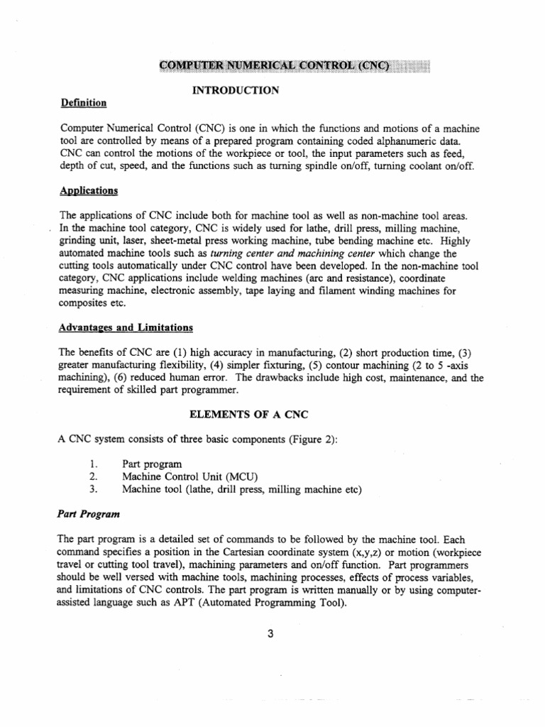 CNC Notes | PDF | Numerical Control | Control Theory