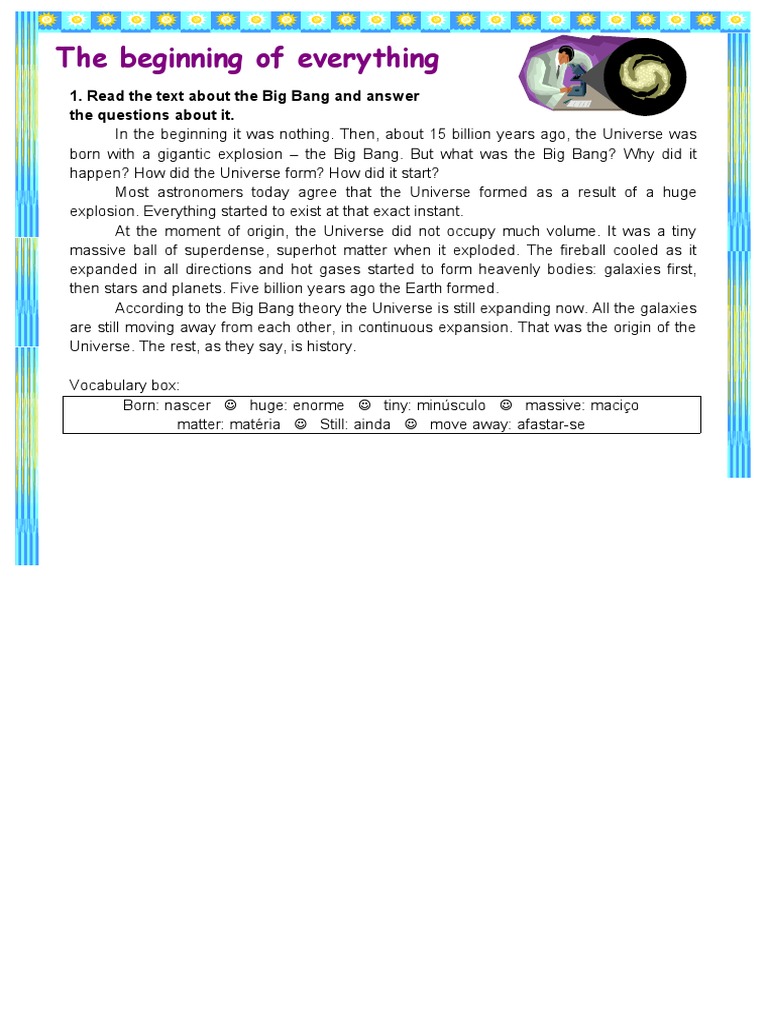 Big Bang Theory Comprehension Worksheet | PDF | Big Bang | Universe