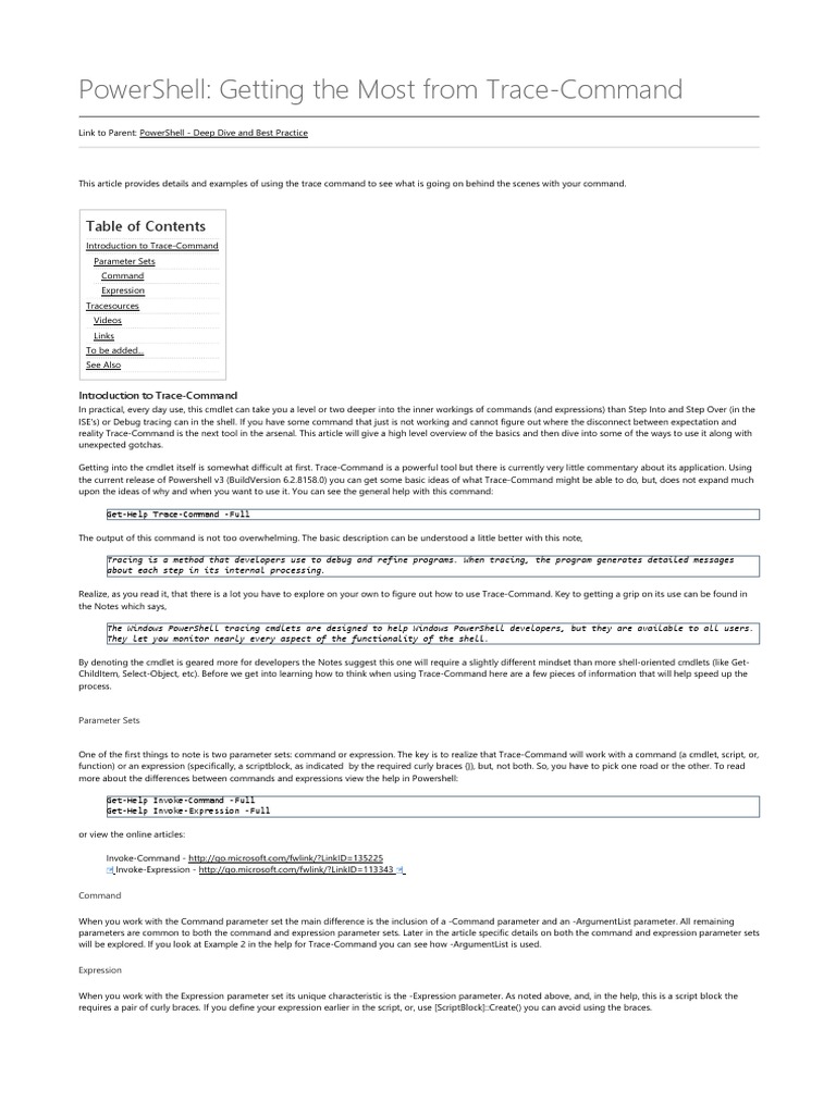 PowerShell Getting The Most From Trace-Command PDF | PDF | Computer Programming | Software ...