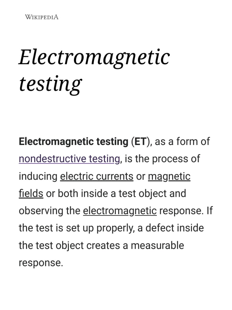 Electromagnetic Testing - Wikipedia | PDF | Nondestructive Testing ...