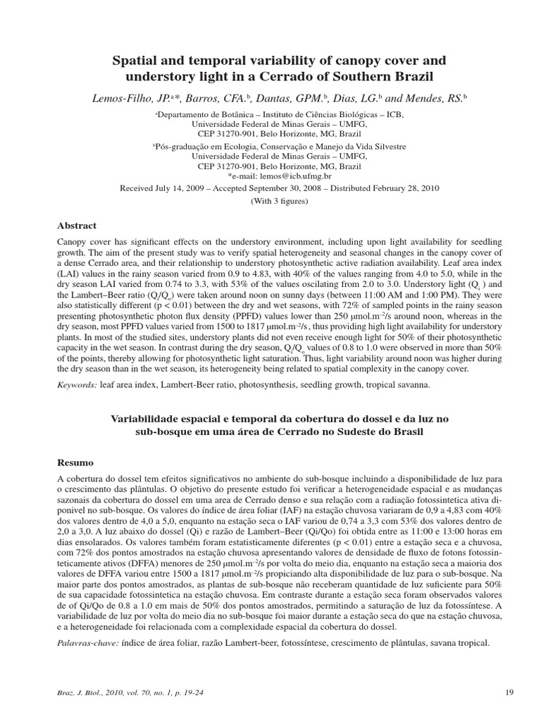 Spatial and Temporal Variability of Canopy Cover and | PDF | Canopy ...