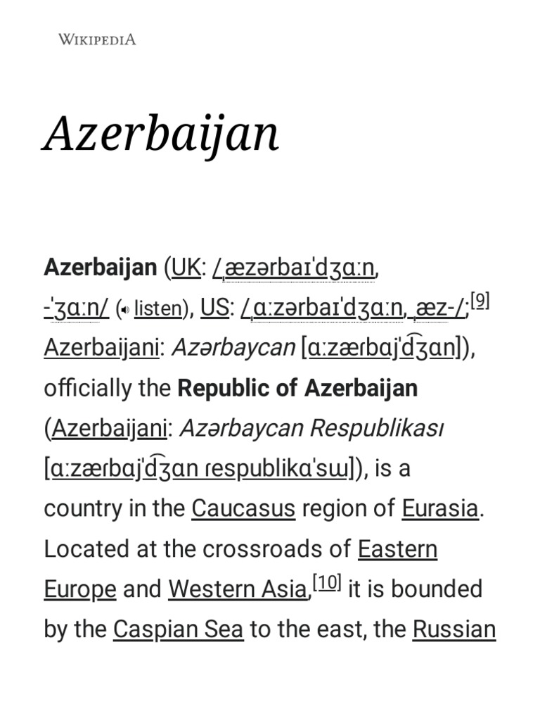 Azerbaijan - Wikipedia | PDF | Azerbaijan | Iran