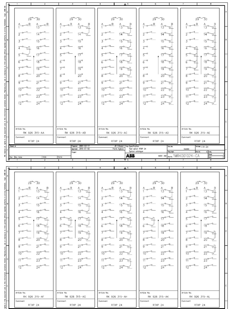Test Switch RTXP 24 Symbol Catalogue | PDF