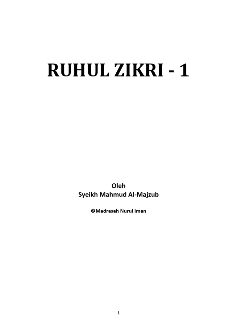 Ruhul Zikri 1 | PDF