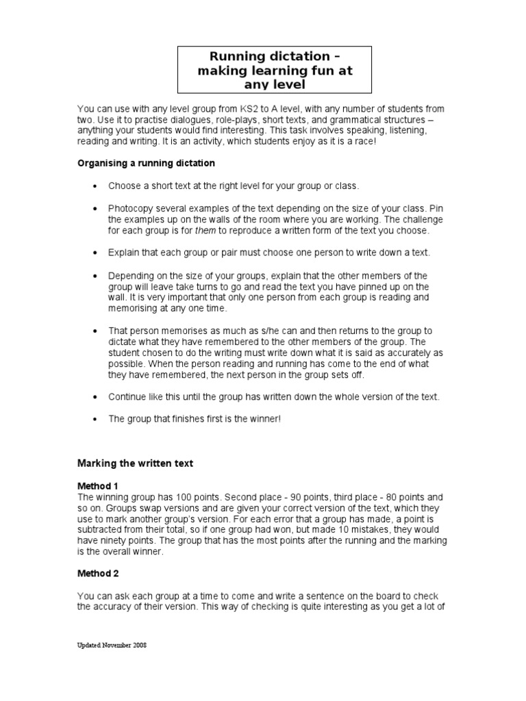 Flasonline Lessons All Ages Running Dictation Updated | Download Free ...