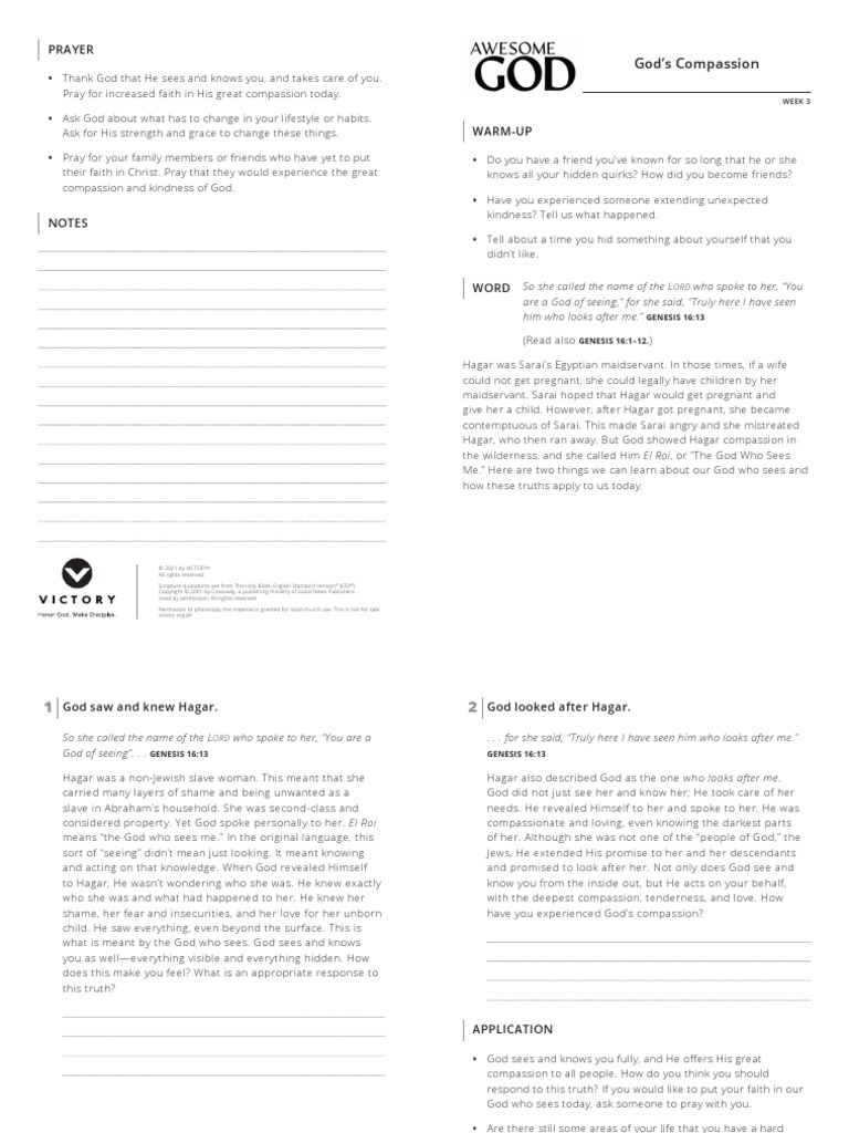 Awesome God Week 3 God - S Compassion Print | PDF | Sarah | Hagar