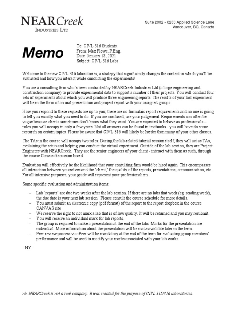 Introduction Memo | PDF | Laboratories | Experiment