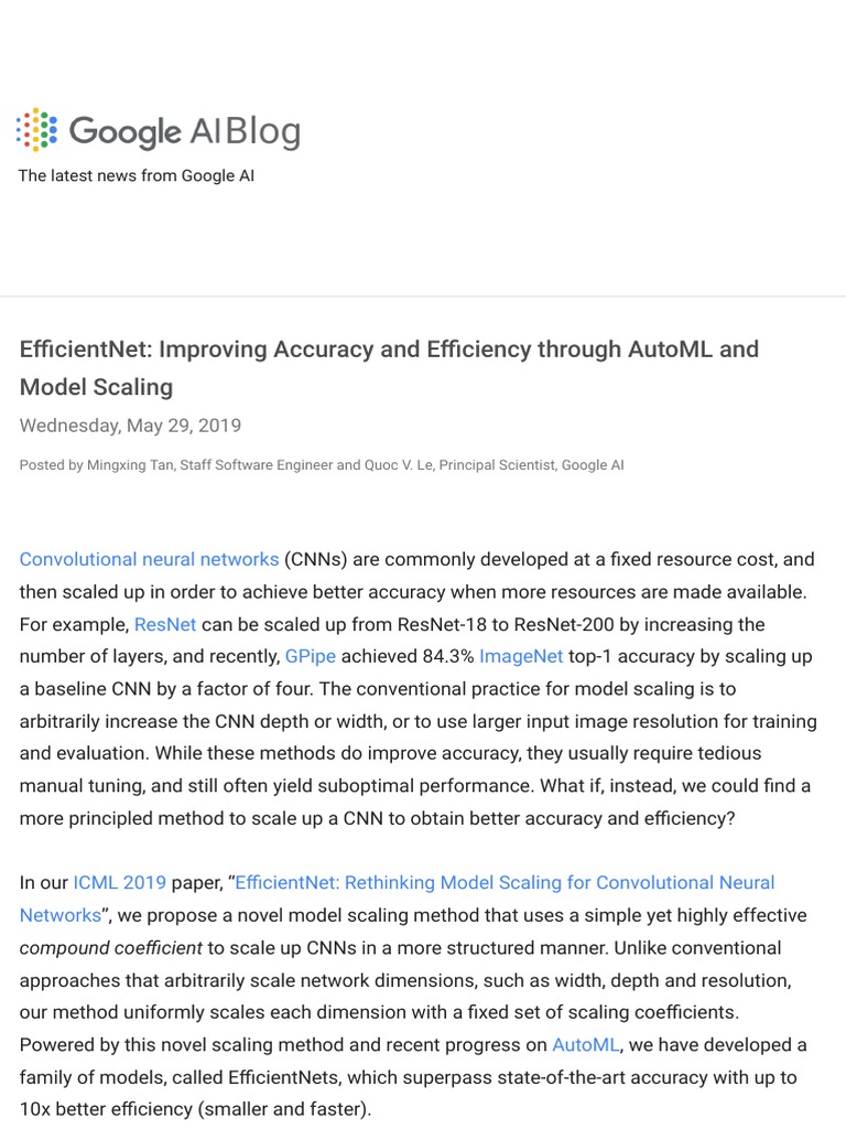 E"Cientnet: Improving Accuracy and E"Ciency Through Automl and Model Scaling | PDF ...