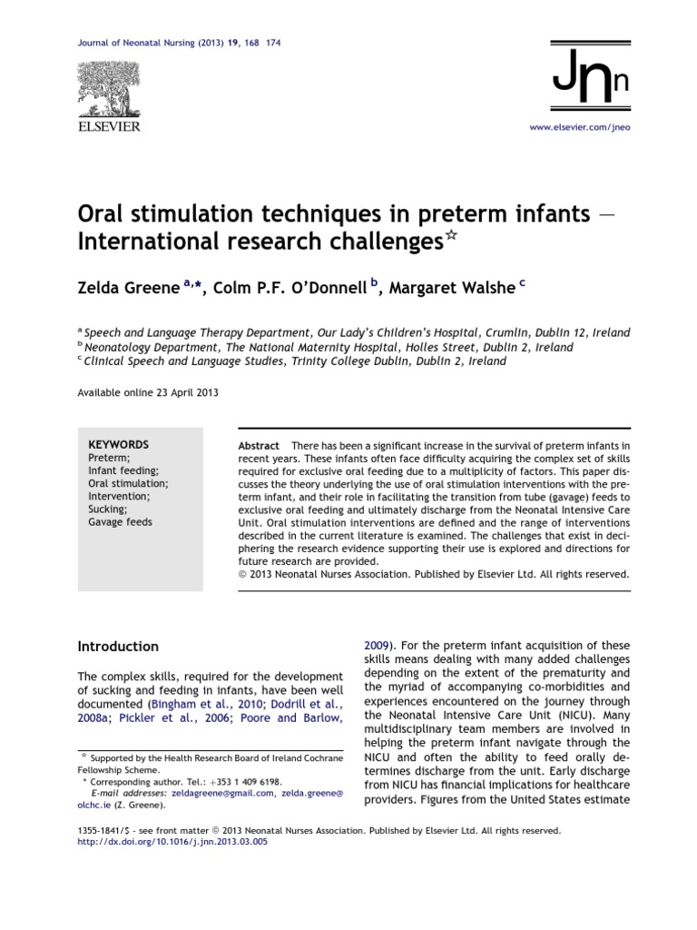 Oral Stimulation Techniques in Preterm I | PDF | Preterm Birth ...