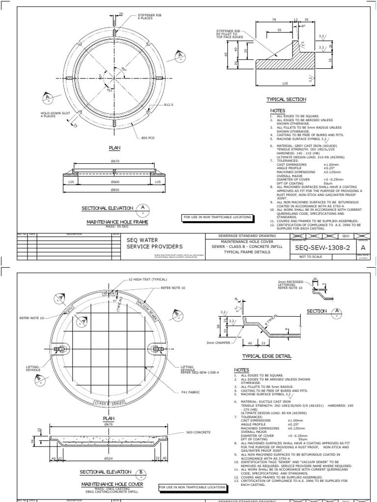 Typical Section Notes: SEQ-SEW-1308-2 A | PDF | Sanitary Sewer ...