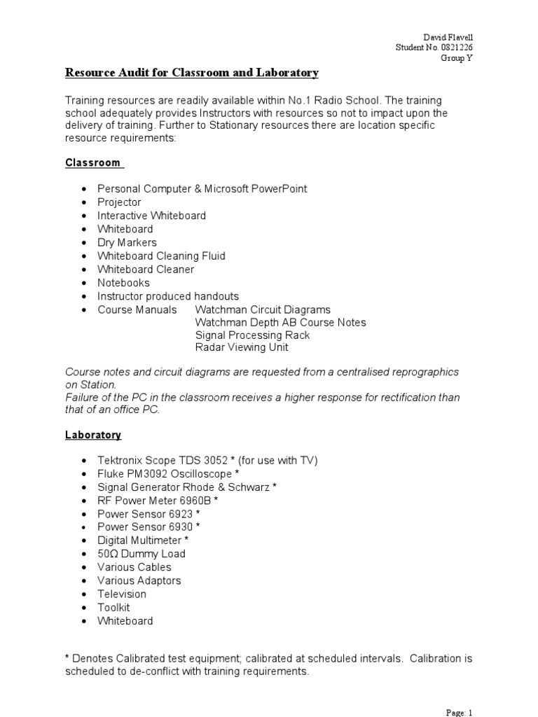Classroom and Lab Resource Audit | PDF | Technology & Engineering