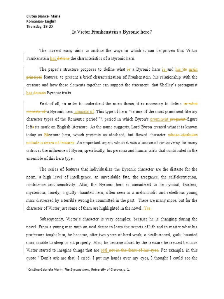 Frankenstein. A Byronic Hero | PDF | Frankenstein