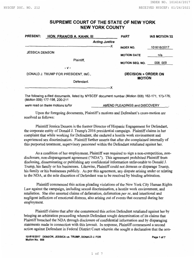 21 01 26 Order On Motion To Compel and Motion To Supplement