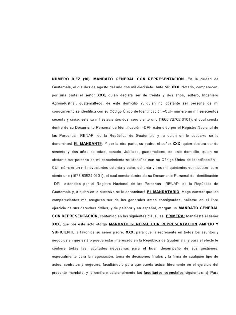 Mandato General Con Representación | PDF | Compartir (Finanzas ...