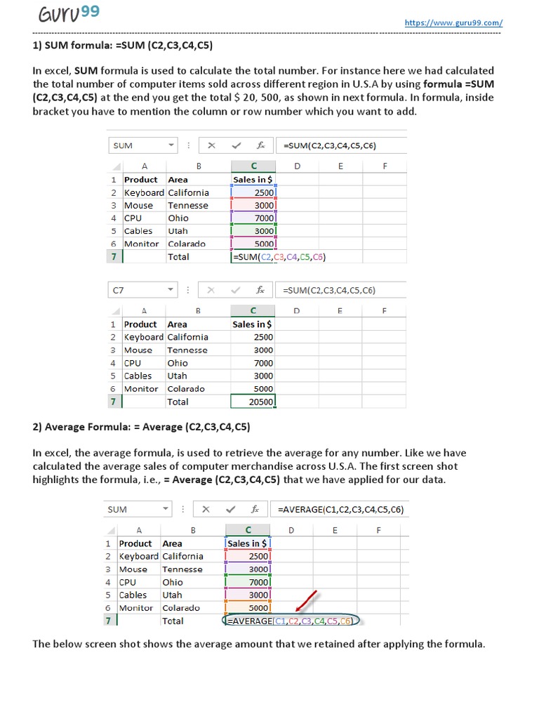 Excel Formulas Interview Questions | PDF | Formula | Computer Science