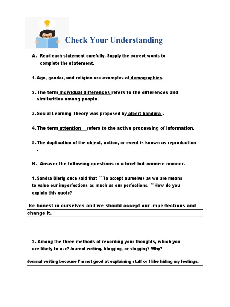 Worksheet Task 2 Check Your Understanding | PDF | Career & Growth