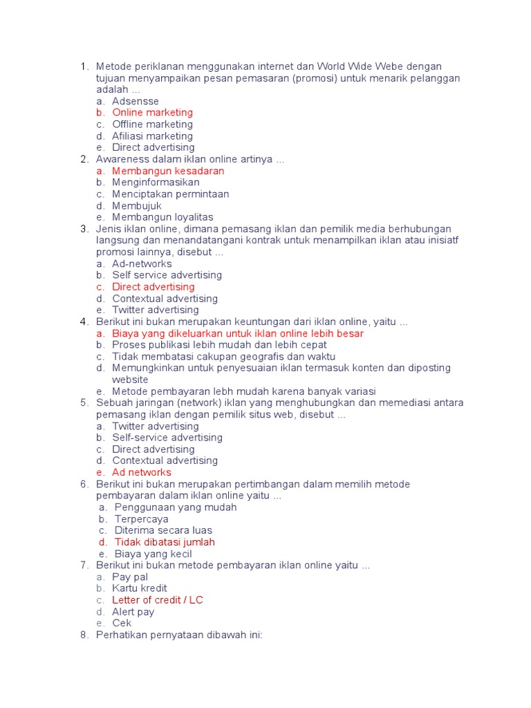 Xii BDP Soal Iklan Online | PDF