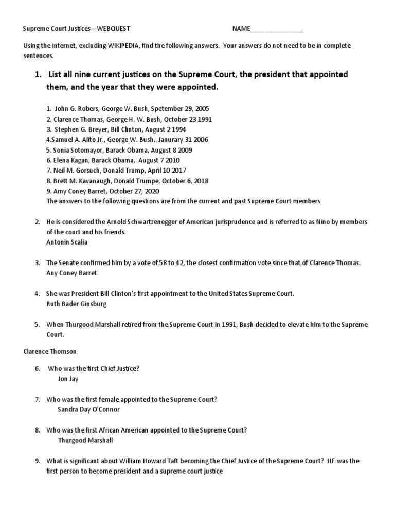 Supreme Court Justices | PDF