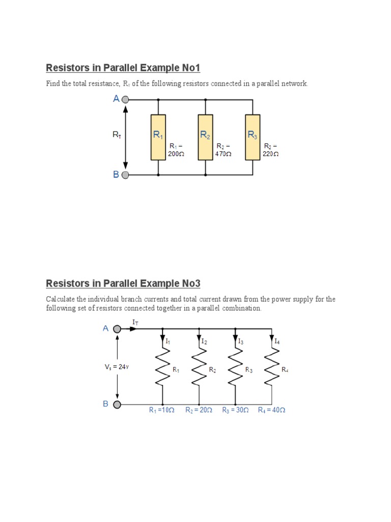 Resistors in Parallel Worksheet | PDF
