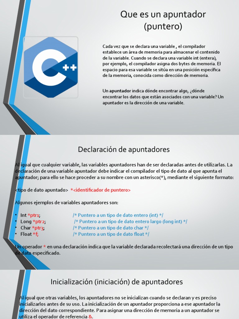 Definición y uso de apuntadores en C | PDF | Puntero (Programación de ...