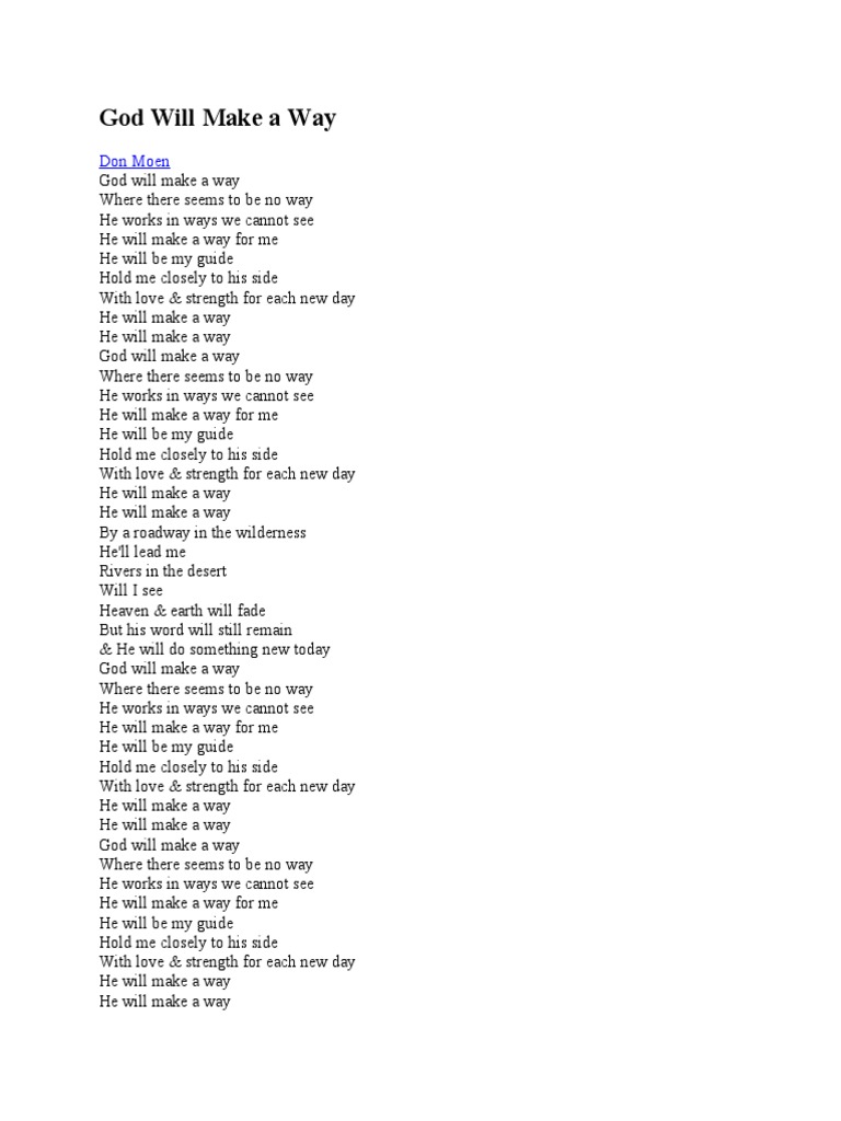 God Will Make a Way Lyrics | PDF
