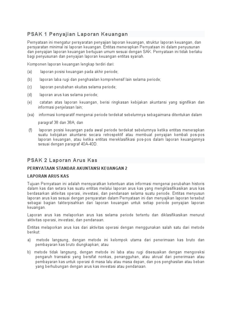 PSAK 2: Laporan Arus Kas | PDF