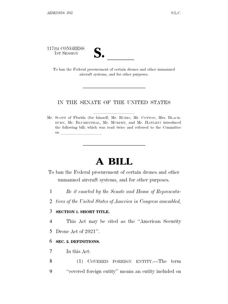 American Security Drone Act | PDF | National Transportation Safety ...