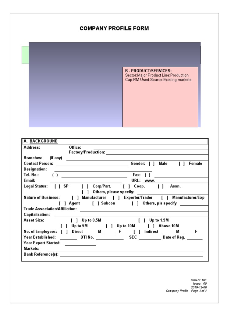 Company Profile Form Template | PDF | Economies | Business
