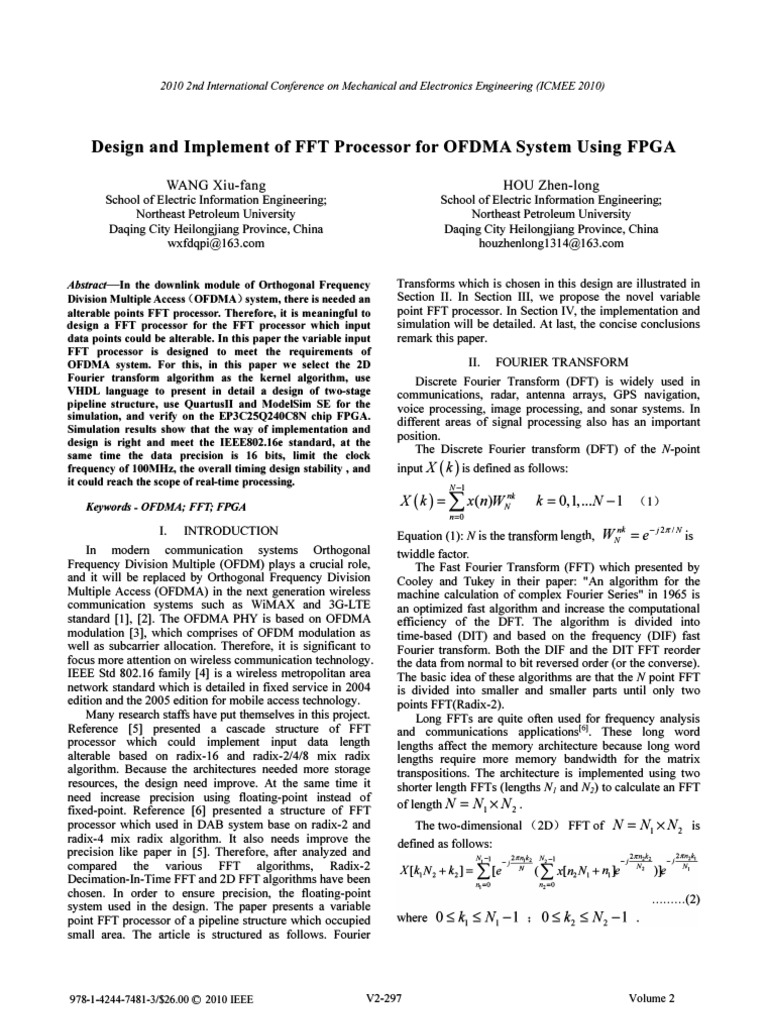 Vd 02 Design And Implement Of Fft Processor For Ofdma System Download Free Pdf Fast Fourier 