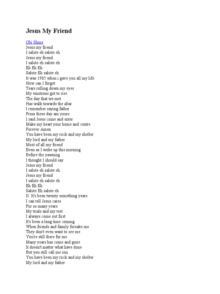 Jesus My Friend: Obi Shine | PDF