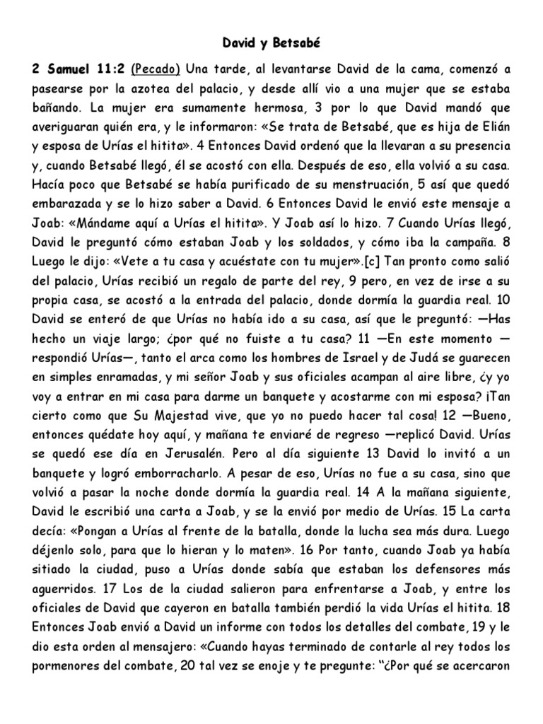 David y Betsabé Samuel 11 | PDF
