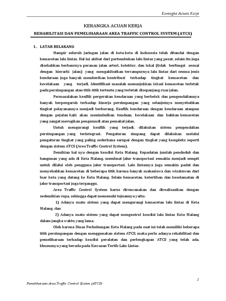 Kak - Atcs Rev | PDF | Teknologi & Rekayasa