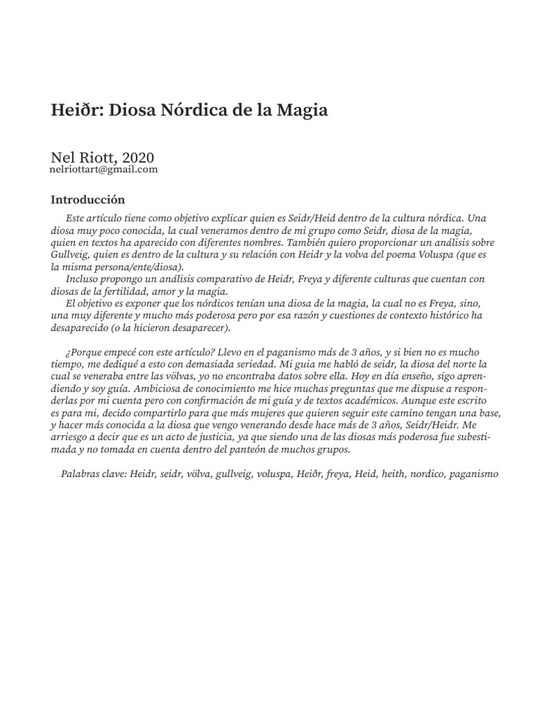 Heidr Diosa Nordica de La Magia | PDF | Odin | Diosa