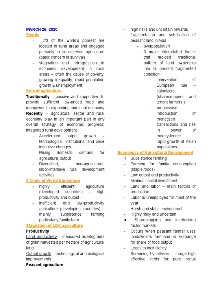 Agricultural Transformation and Rural Development | PDF | Farms ...